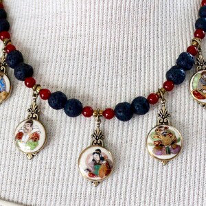 7 Fortune Gods Toshikane Arita Porcelain Seven Buttons Satsuma Necklace ...