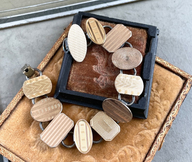 Stunning Oval Antique Cufflink Bracelet Edwardian Golds - Etsy