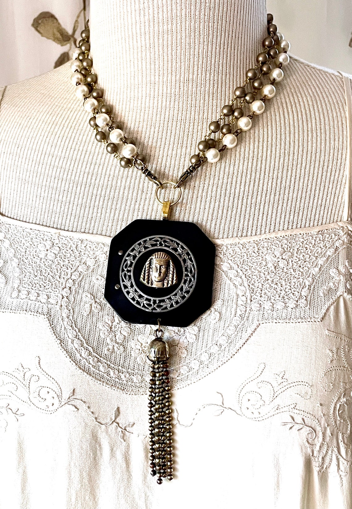 Rare Egyptian Belt Buckle Pendant Pharaoh King Tut Celluloid Escutcheon ...