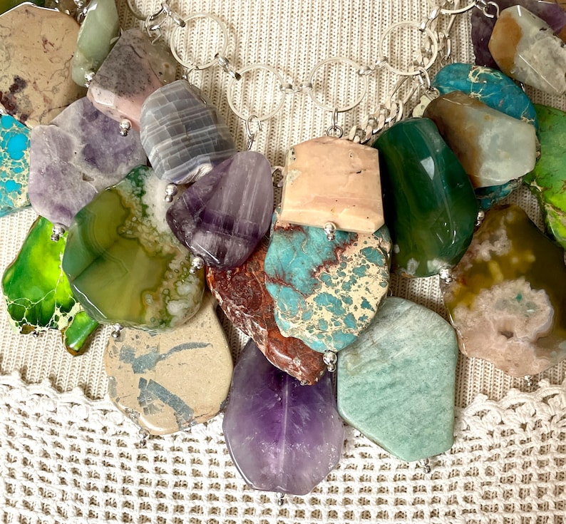 Collar Necklace Flat Slab Natural Stone Remnant Stones - Etsy