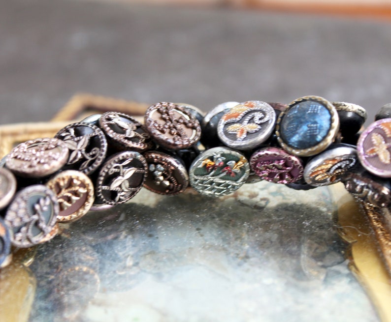 Charm String Style Antique Metal Button Necklace Vintage - Etsy