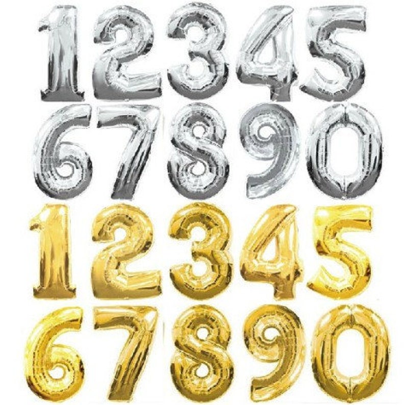 Large Number/ Alphabet Balloons/40inch Gold/silver Mylar - Etsy