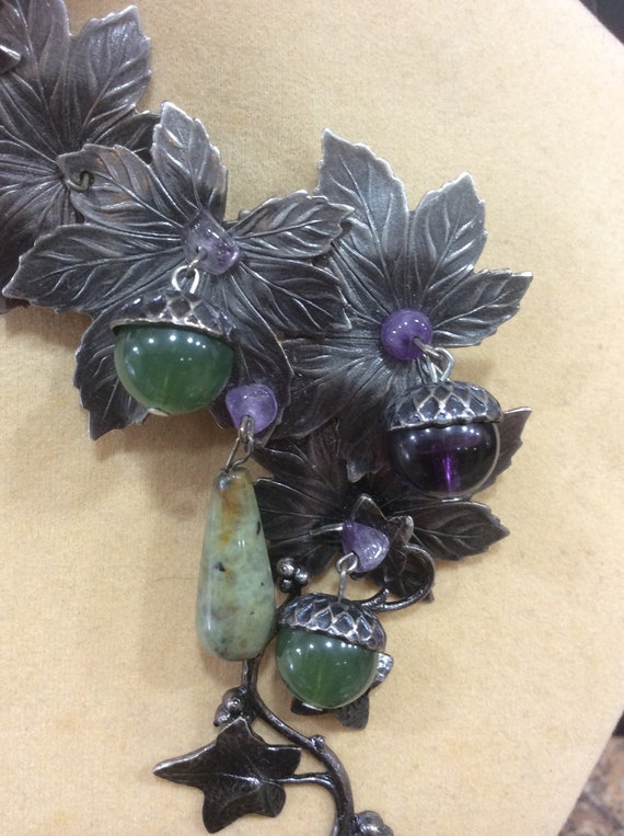 Vintage Designers Double Pin Shoulder Brooch - Gem