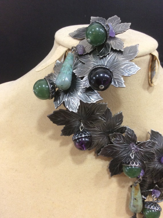 Vintage Designers Double Pin Shoulder Brooch - Gem