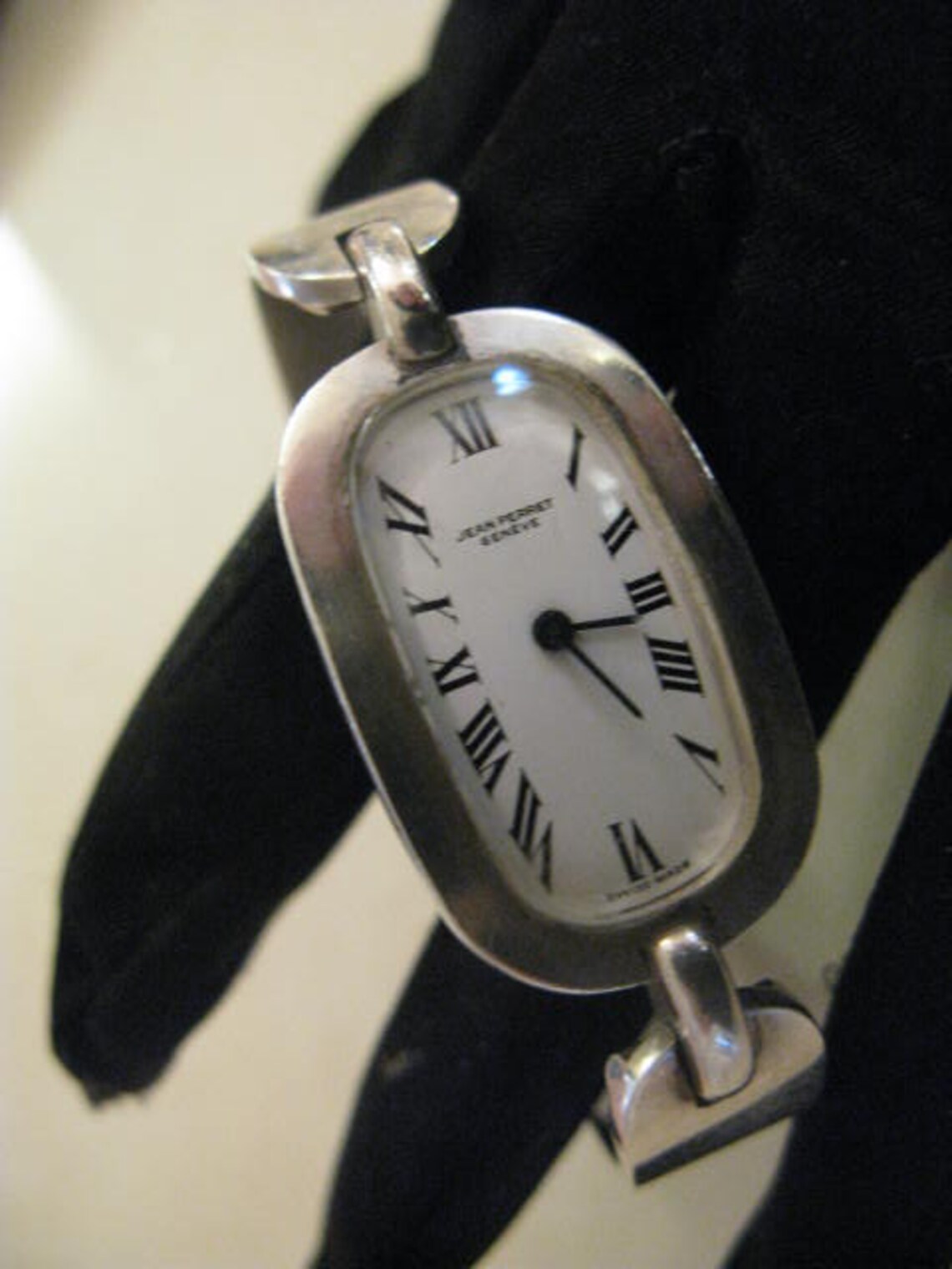 Vintage JEAN PERRET GENEVE Swiss Made Watch 800 Silver Bangle/bracelet ...