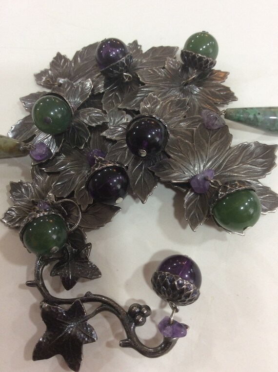 Vintage Designers Double Pin Shoulder Brooch - Gem