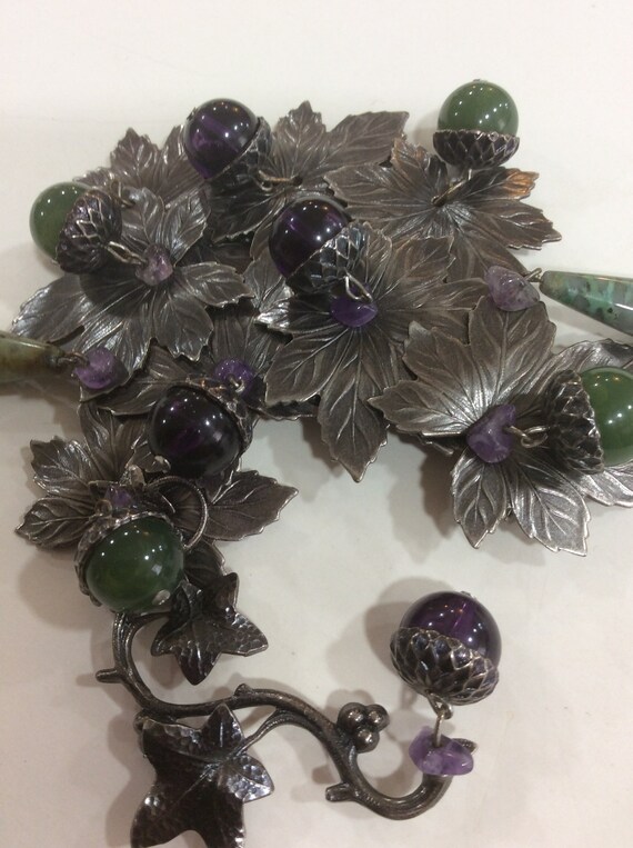 Vintage Designers Double Pin Shoulder Brooch - Gem