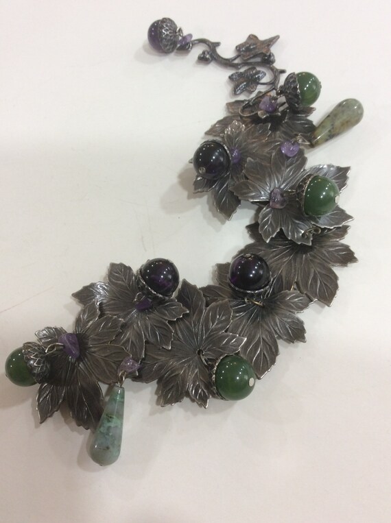Vintage Designers Double Pin Shoulder Brooch - Gem