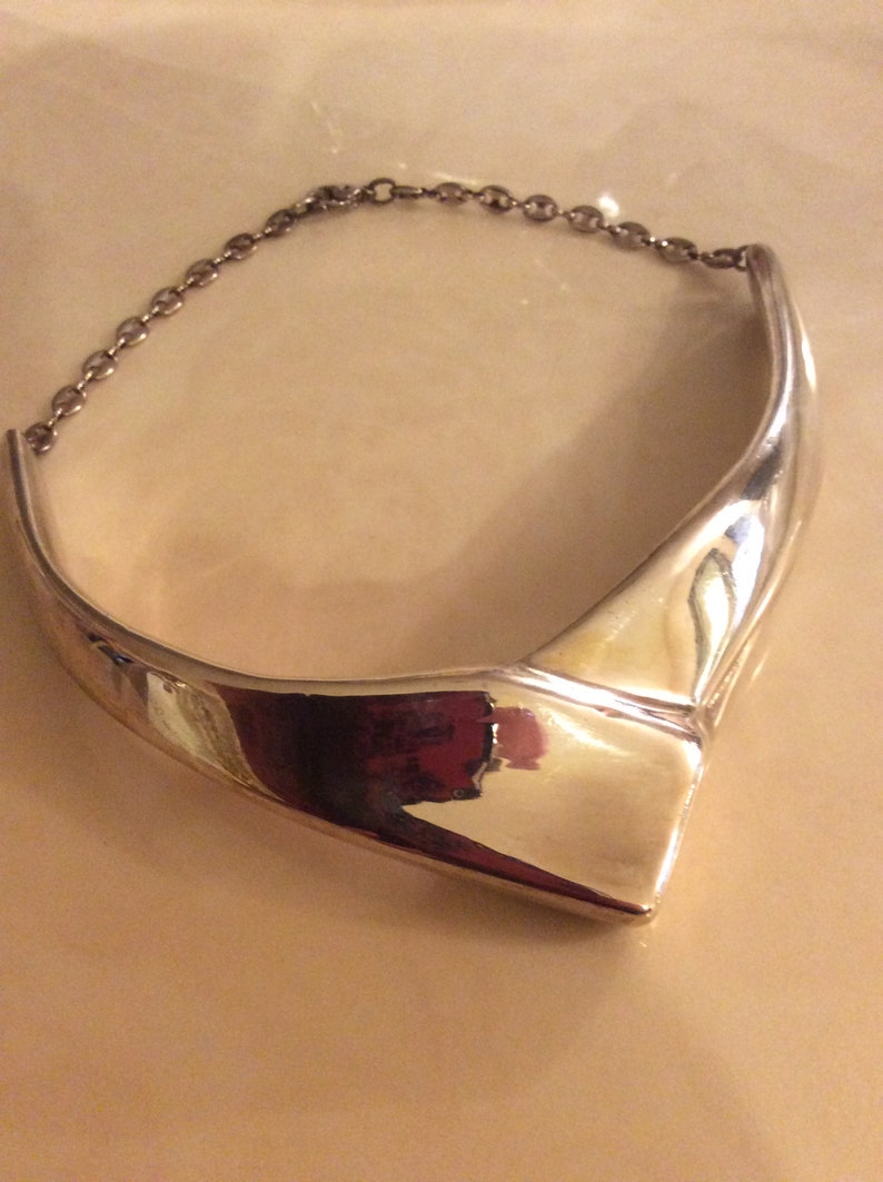Vintage Sterling Silver Wide V Shape Choker Necklace - Etsy