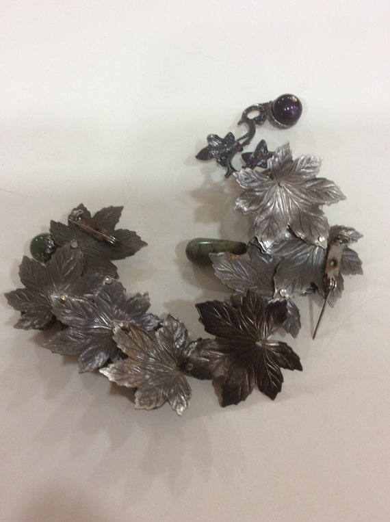 Vintage Designers Double Pin Shoulder Brooch - Gem