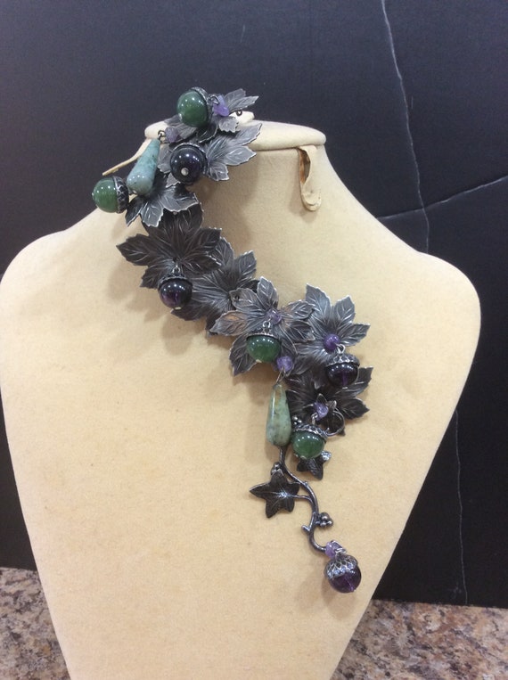 Vintage Designers Double Pin Shoulder Brooch - Gem