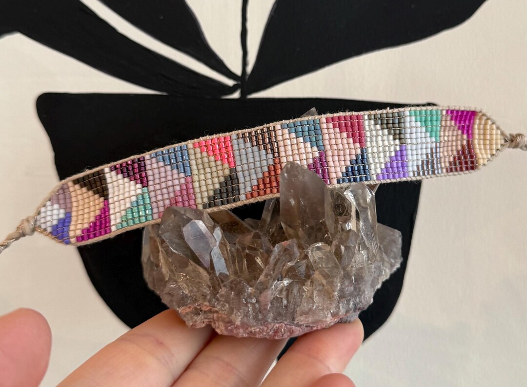 Colorful Triangles Pattern Bead Loom Bracelet Miyuki Seed Beads - Etsy