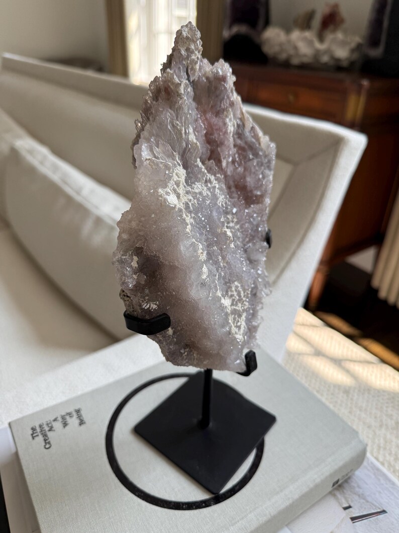 Pastel Zeolite Specimen, Pink Lavender Crystals, Black Metal Stand - Etsy