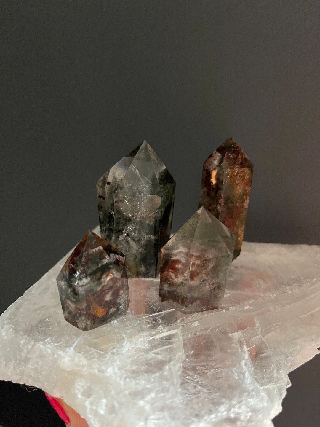 Collection of Garden Quartz Lodolite Points Price for Set - Etsy