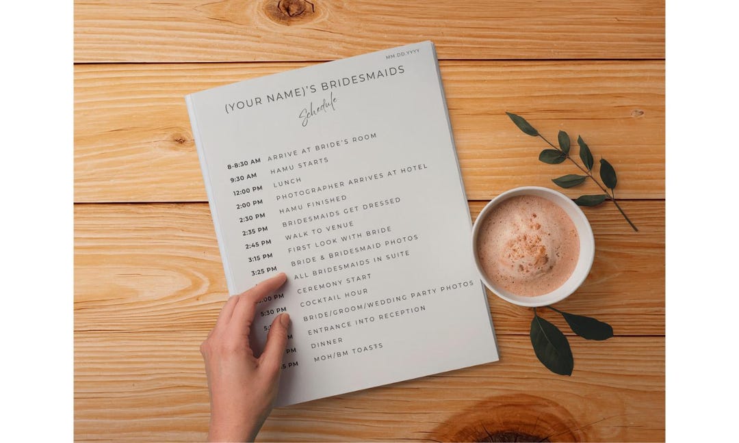 Wedding Day Timeline - Minimalist Bride - Etsy