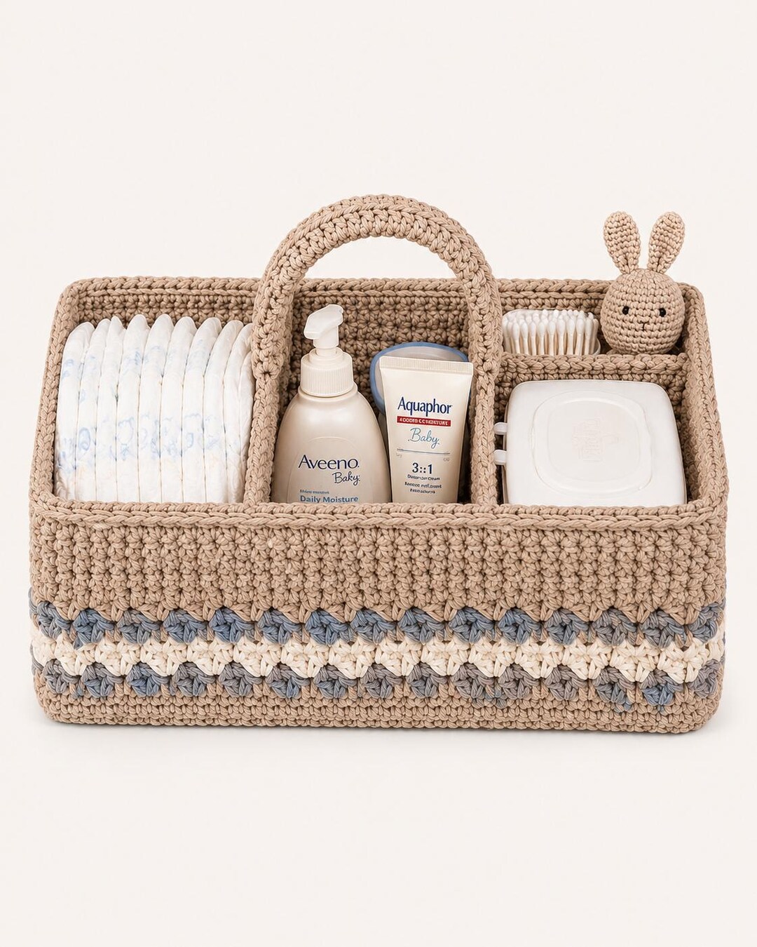 Crochet Diaper Caddy Pattern, Nursery Organizer Basket PDF, Baby Shower ...