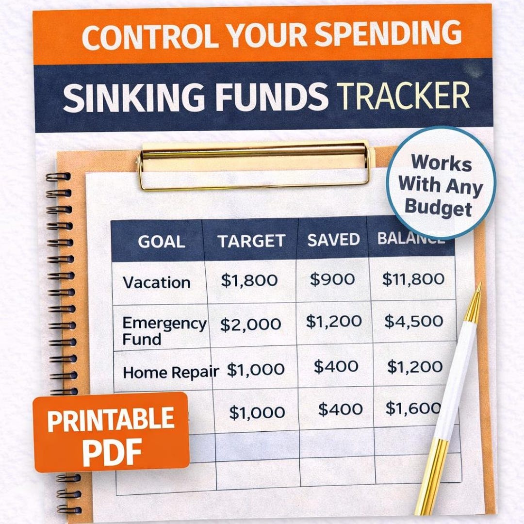 Sinking Funds Tracker Printable | Savings Category Worksheet | Budget ...