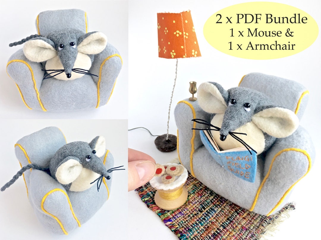 Miniature Felt Mouse and Armchair PDF Bundle Sewing Pattern - Etsy