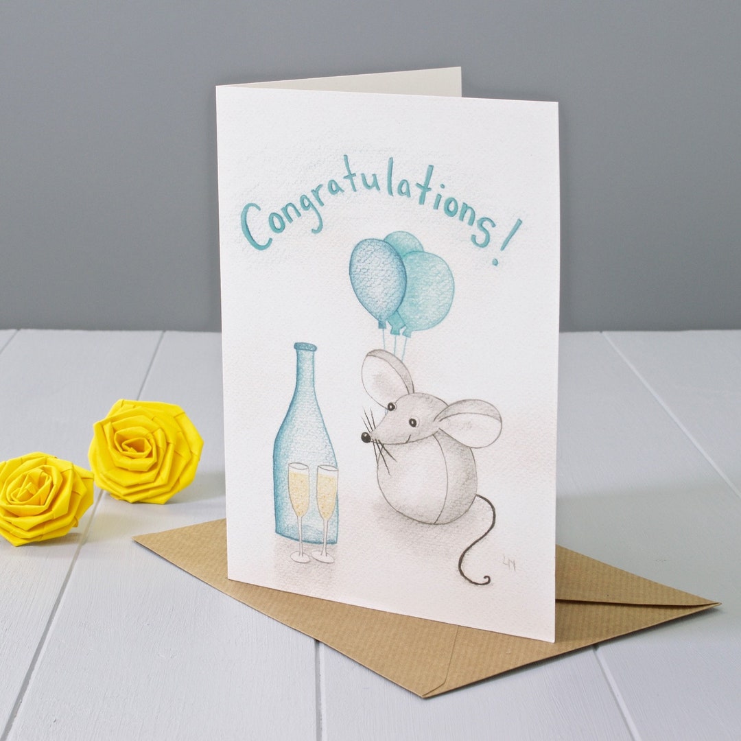 Congratulations Mouse Greeting Card - Etsy