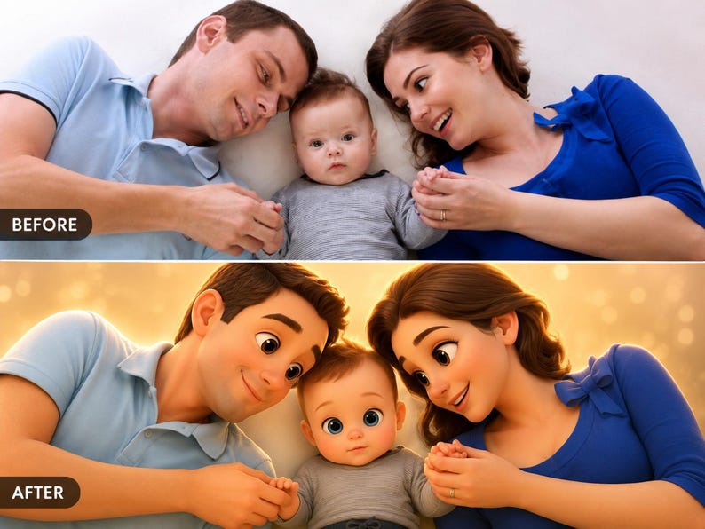 Custom Cartoon Portrait From Photo | Family, Couple, Kids Art (digital ...
