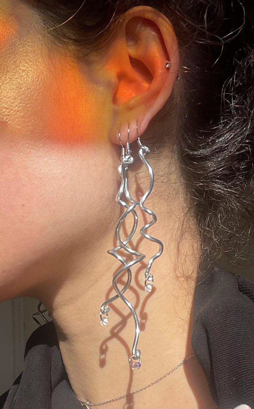 Swirl Wire Earrings- Handmade Abstract Dangle Earrings, Minimalist ...