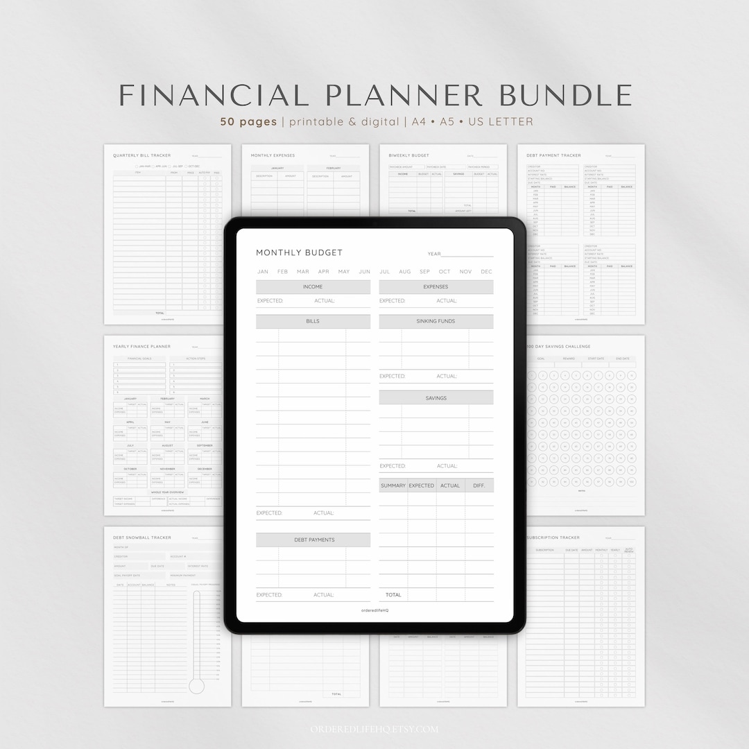 Financial Planner Bundle Printable, Budget Planner, Expense Tracker ...