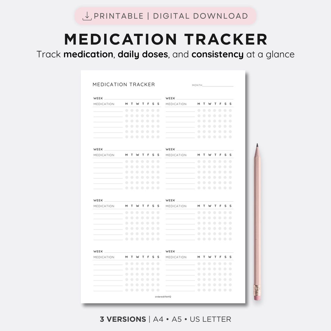 Medication Tracker Printable PDF | Medicine Log | Pill Tracker ...