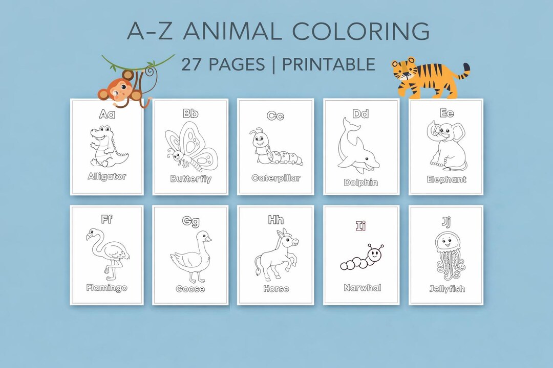 A-Z Animal Coloring Book Printable | Animals Coloring Pages for Kids ...