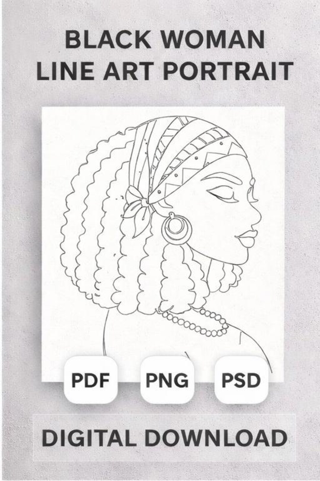 African Woman Line Art | Black Woman Outline Drawing | Printable Wall ...