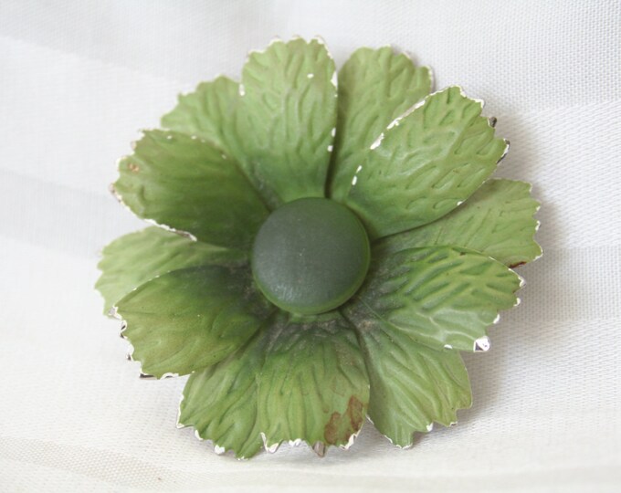 Green Enamel Flower Brooch - Etsy