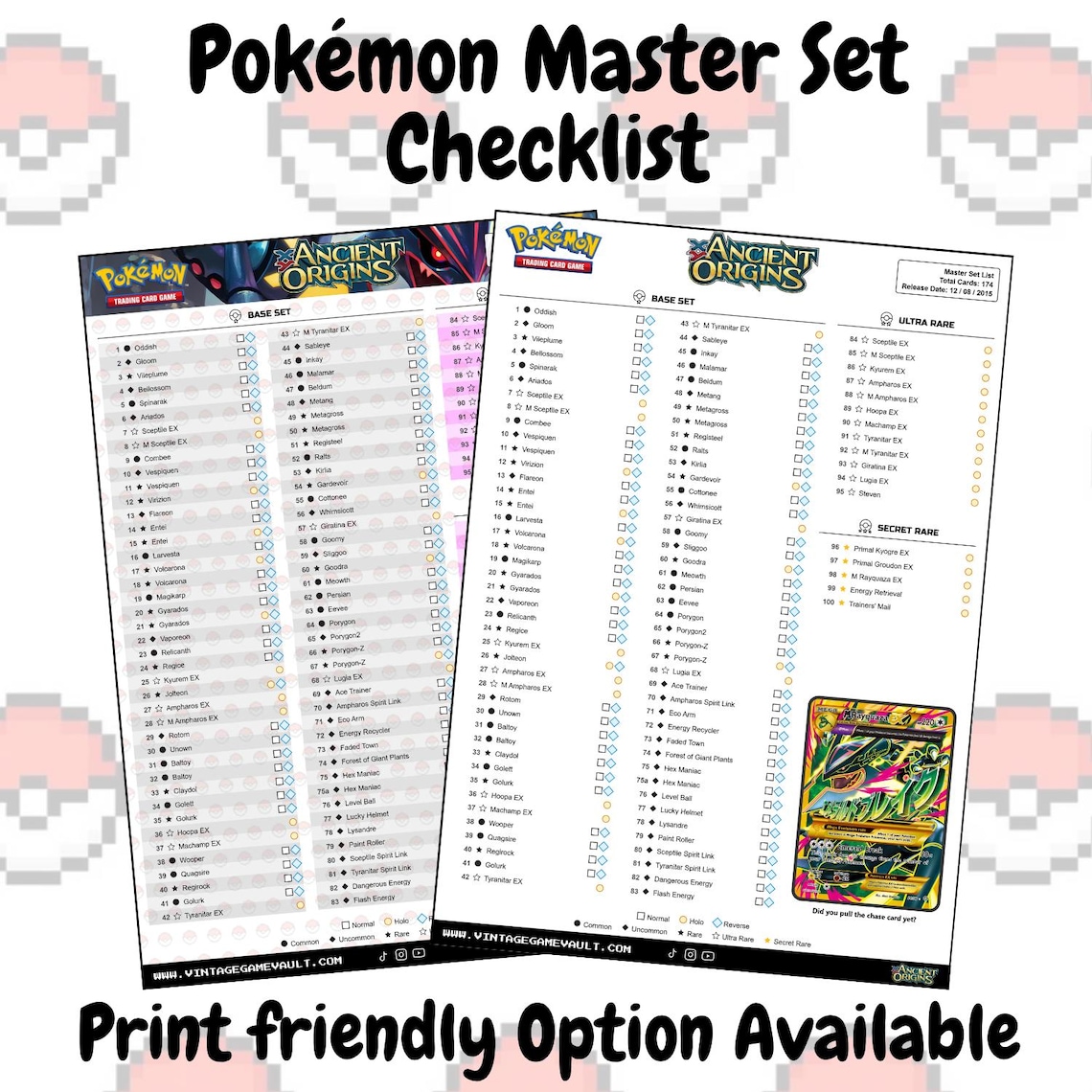 Pokémon TCG - Ancient Origins - Master Set Checklist (download) - Etsy ...