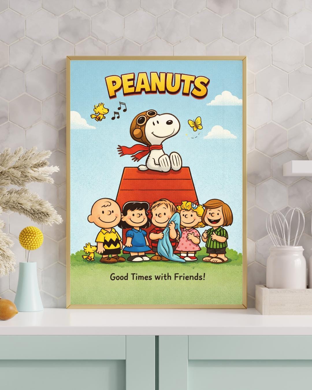 Peanuts Snoopy Poster, Cute Cartoon Wall Art, Friendship Quote Print ...