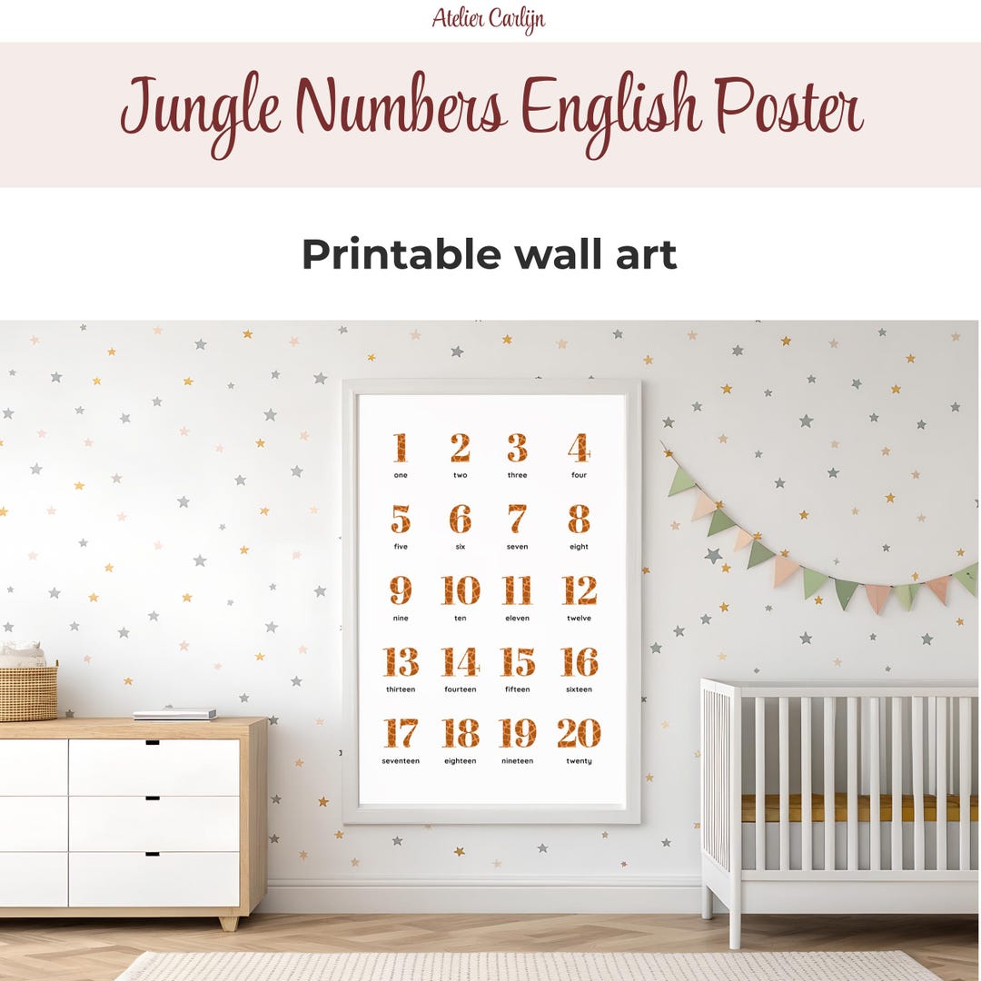 Jungle Numbers 1-20 Poster – English Learning Wall Art (digital ...