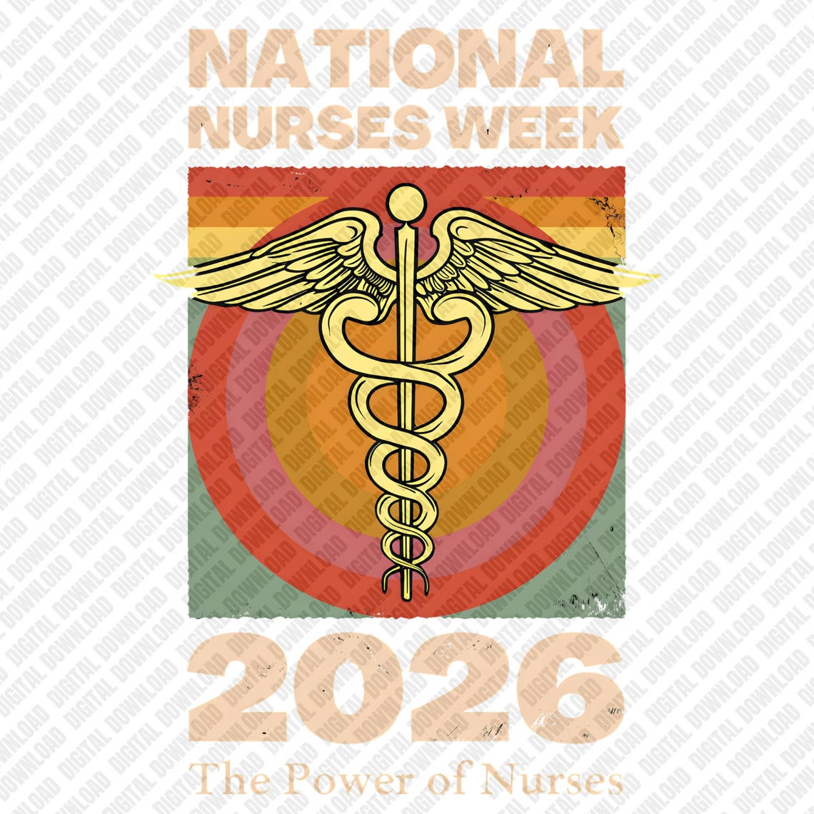 National Nurses Week 2026 PNG the Power of Nurses Caduceus Retro ...