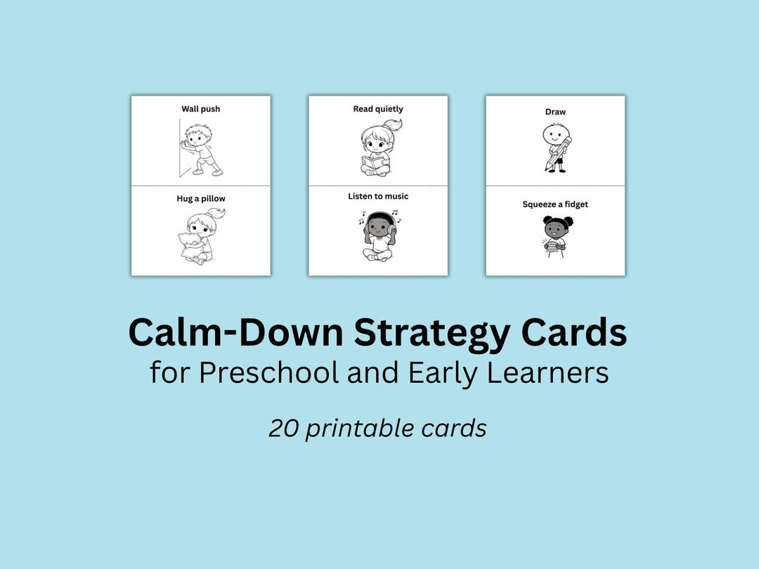 Preschool Calm Down Strategy Cards, Classroom SEL Visuals (PDF Download ...