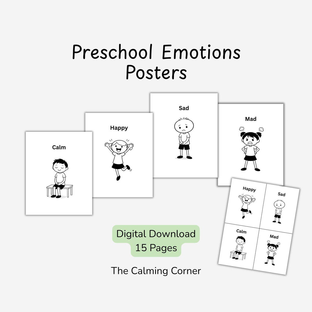 Preschool Emotions Posters, SEL Chart, Calm Down Corner (PDF Download ...