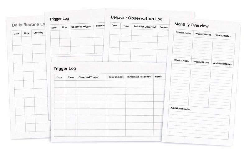 Dog Behavior & Routine Tracker Printable Daily Logs Triggers ...