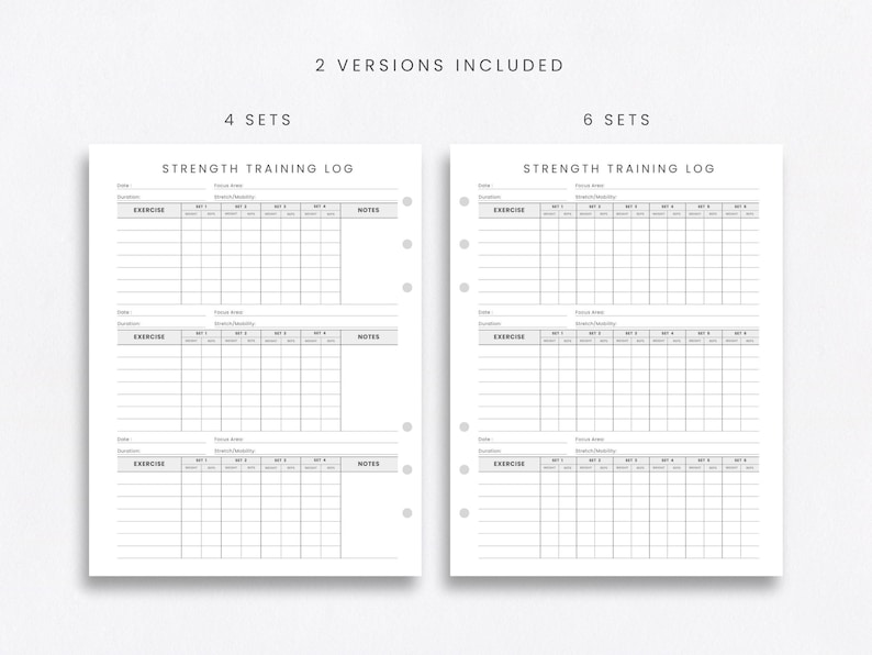 Daily Workout Tracker for Strength and Weight Training, Minimal Fitness ...