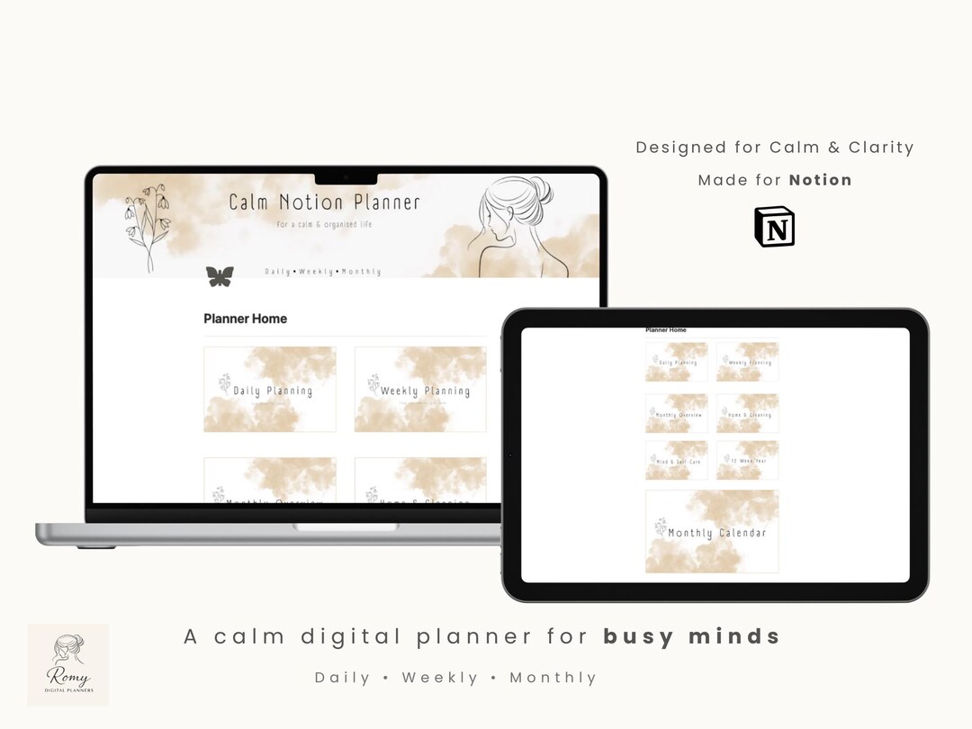 Notion Planner Template|calm & Minimal Digital Planner With Cleaning ...