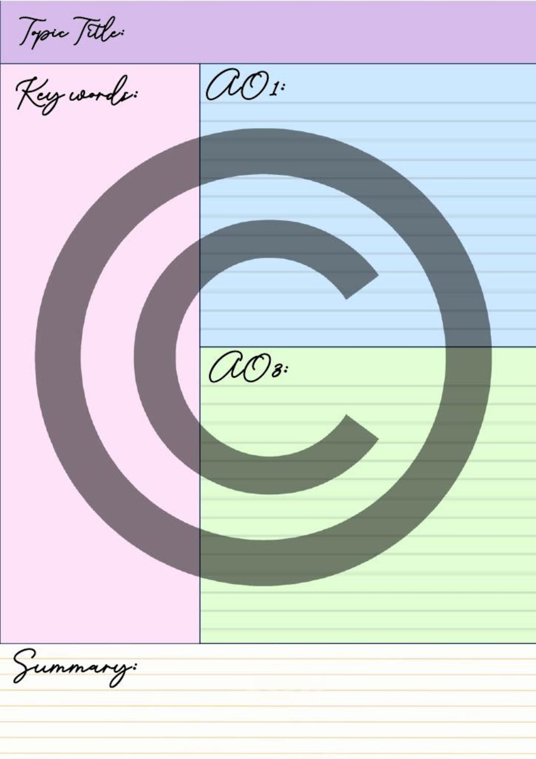 Cornell Method Essay Plan Structure - Etsy