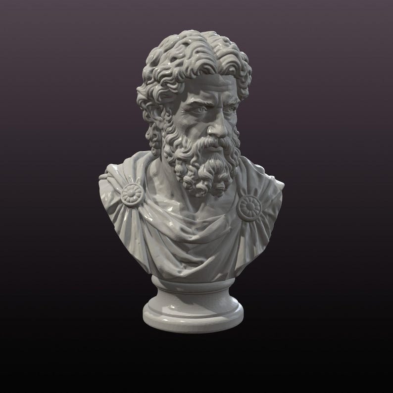 Classical Philosopher Bust STL File | Roman Marble Statue 3D Print ...