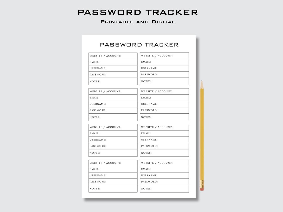 Password Tracker Printable | Minimal Password Organizer PDF | A4, A5 ...