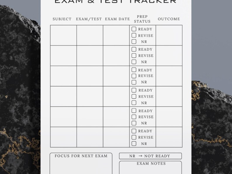 Exam & Test Tracker Printable | Exam Preparation Planner PDF | A4, A5 ...
