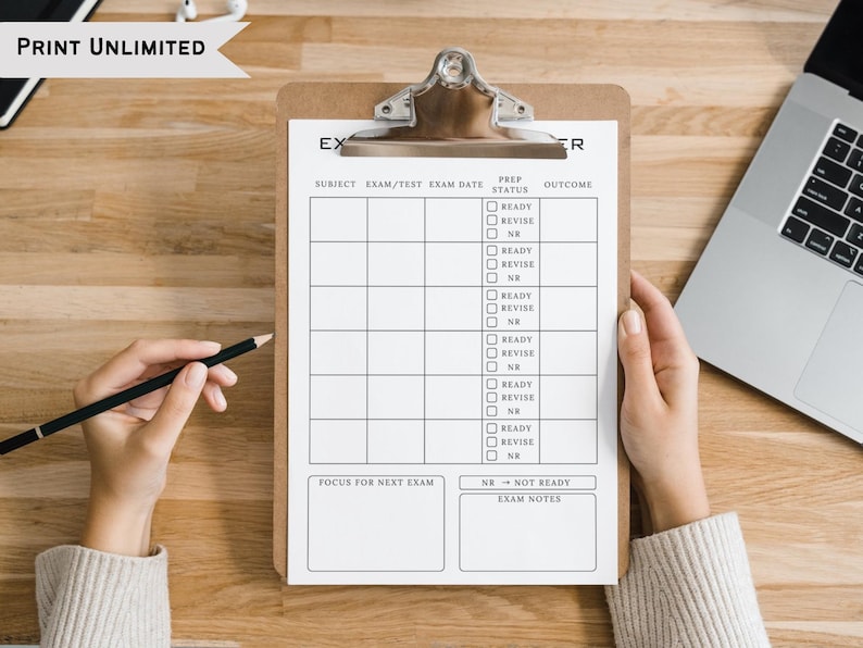 Exam & Test Tracker Printable | Exam Preparation Planner PDF | A4, A5 ...