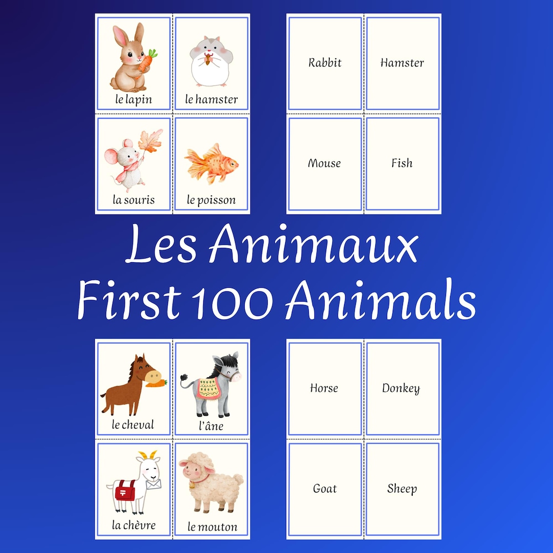 First 100 French Animals Flashcards, Les Animaux Flashcards for Kids ...