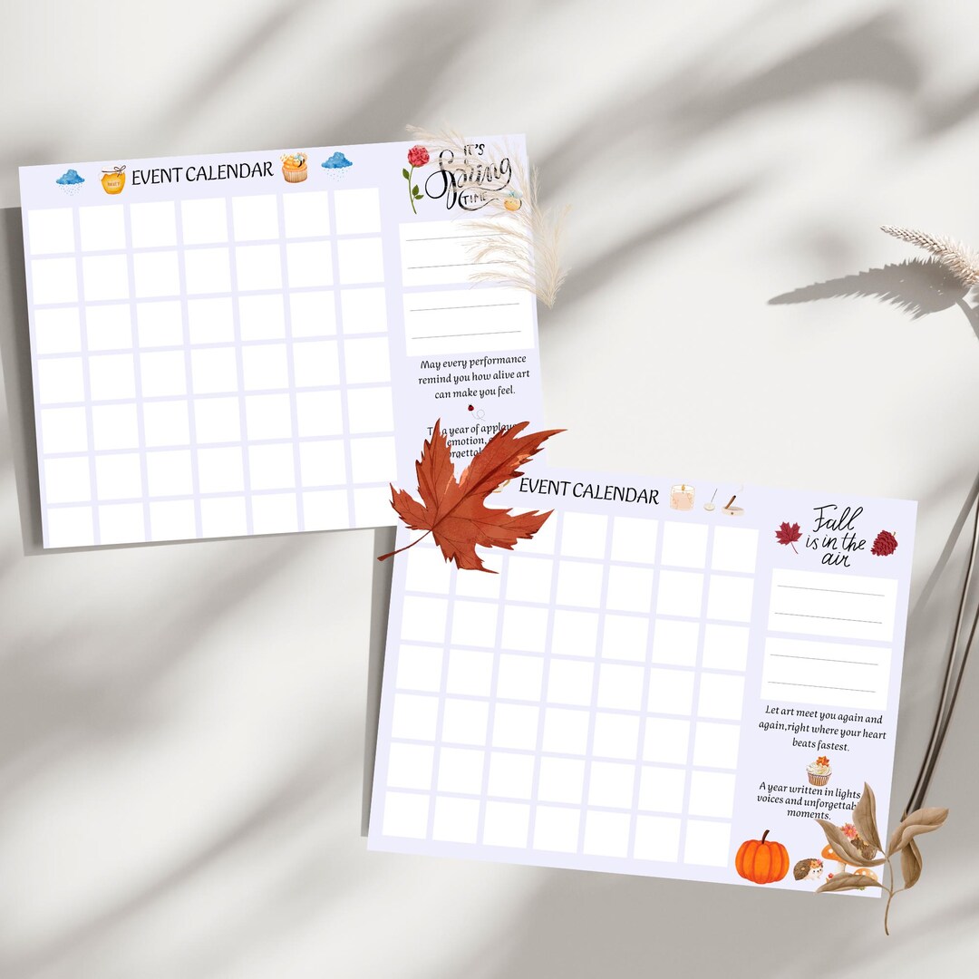 2026 Seasonal Event Calendar | Printable Seasonal Tracker (digital ...
