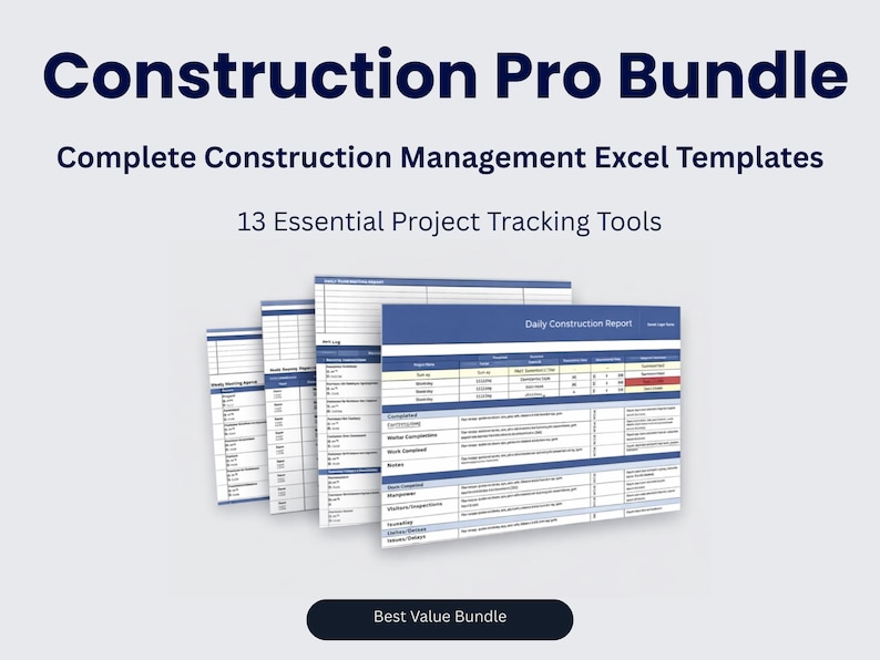 Construction Pro Bundle | Construction Management Excel Templates ...