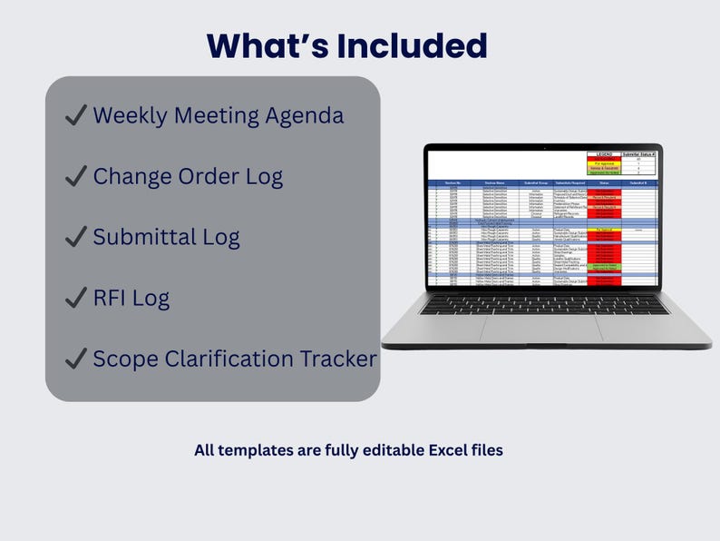 Owner Rep Starter Pack | Construction Management Excel Templates | RFI ...