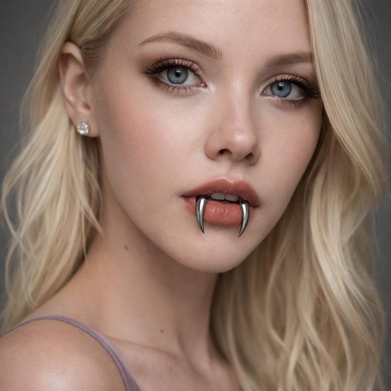 Vampire Fang Lip Cuffs | Gothic Vampirecore Jewelry | No Piercing Fangs ...