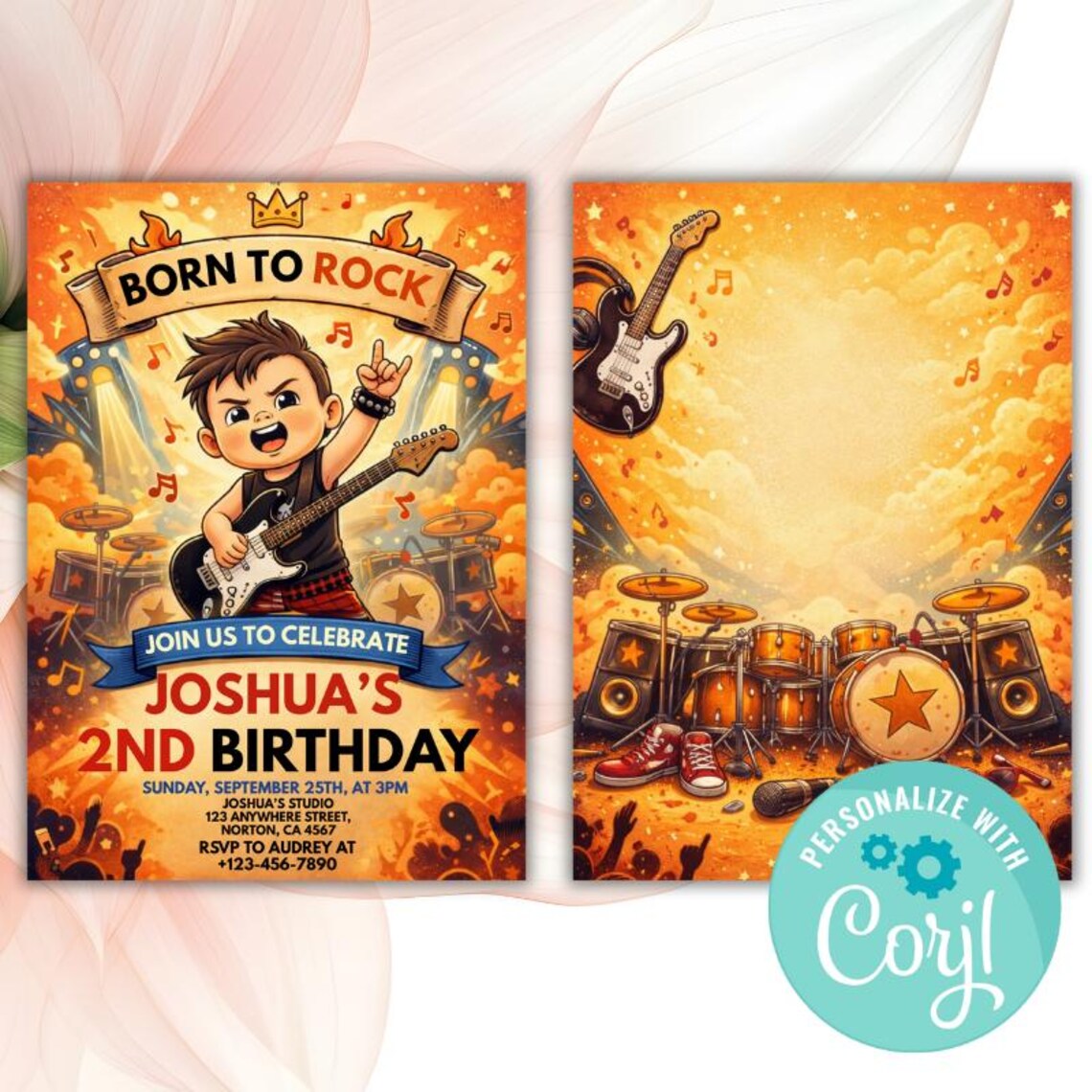 Rock Star Birthday Invitation, Rock and Roll Birthday Invite, Born to ...